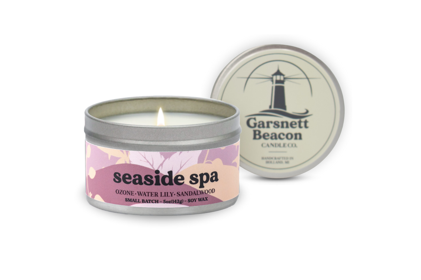 Seaside Spa Candle - Ozone, Water Lily, Sandalwood Scent – Garsnett ...